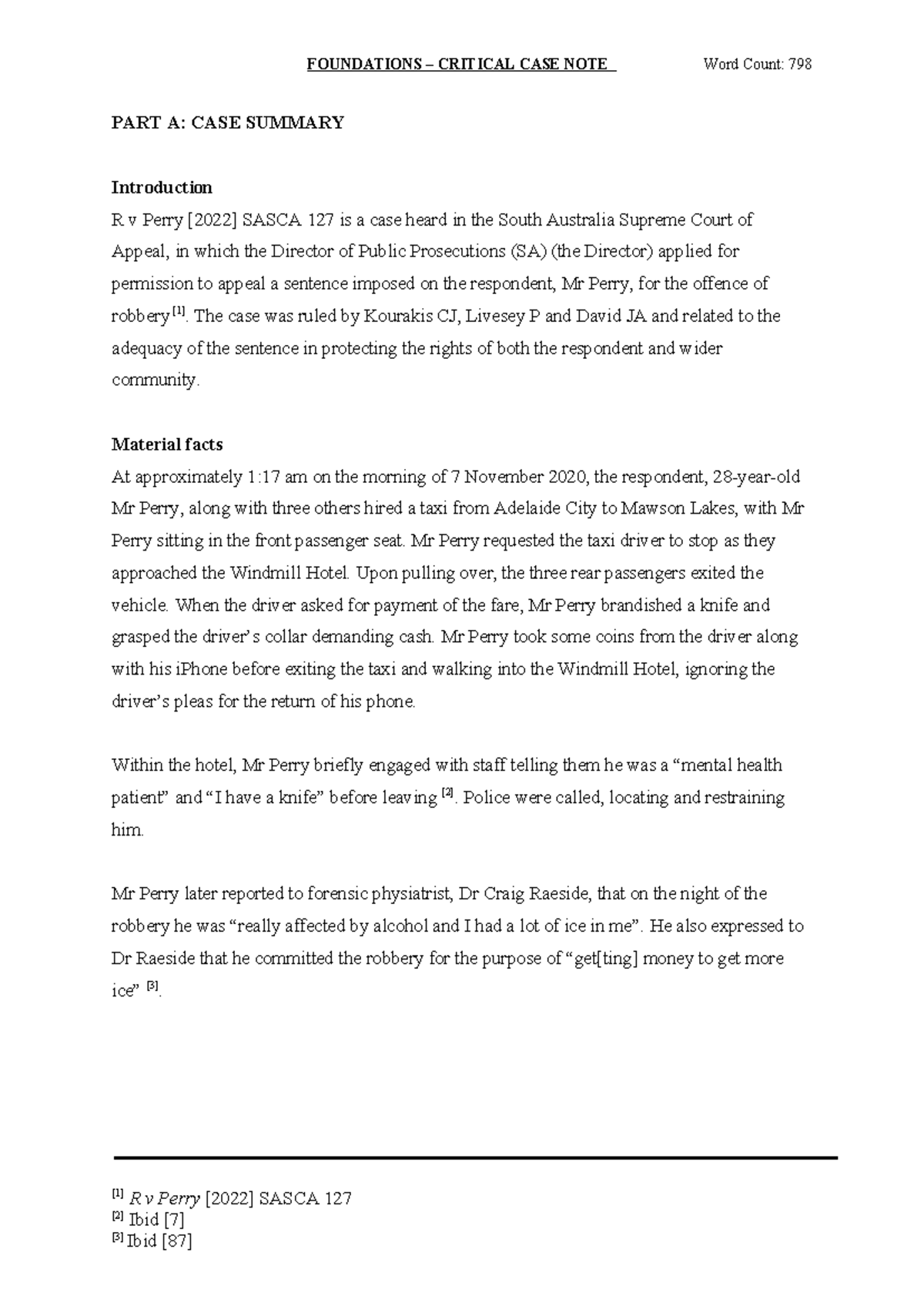 Critical CASE NOTE - FOUNDATIONS – CRITICAL CASE NOTE Word Count: 798 ...