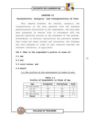 Chapter 3 - Statistical treatment - COLLEGE OF TEACHERS 82 LIPA CHAPTER ...