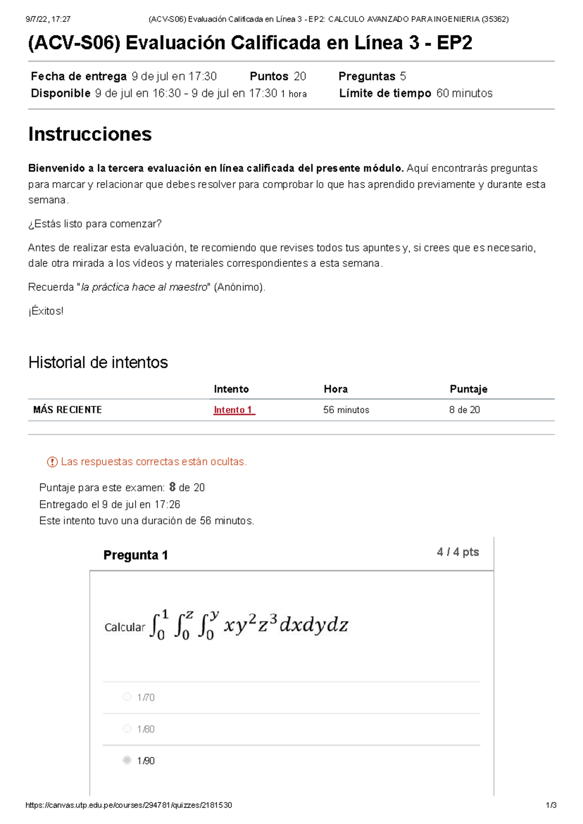 (ACV-S06) Evaluación Calificada en Línea 3 - EP2 Calculo Avanzado PARA Ingenieria (35362) - 9/7 ...