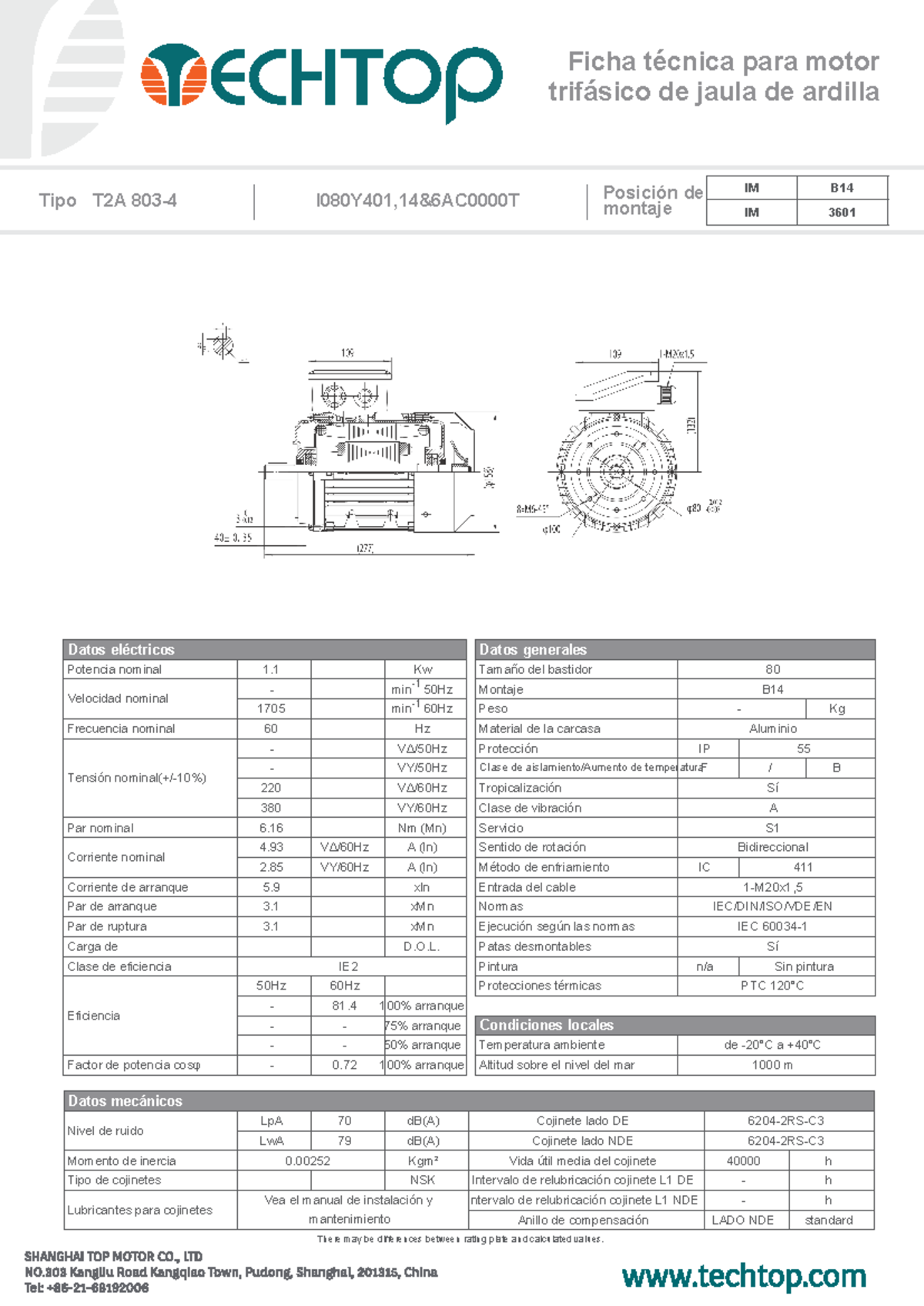 Ficha tecnica motor 1.5HP 1800 rpm - IM IM Ficha técnica para motor ...