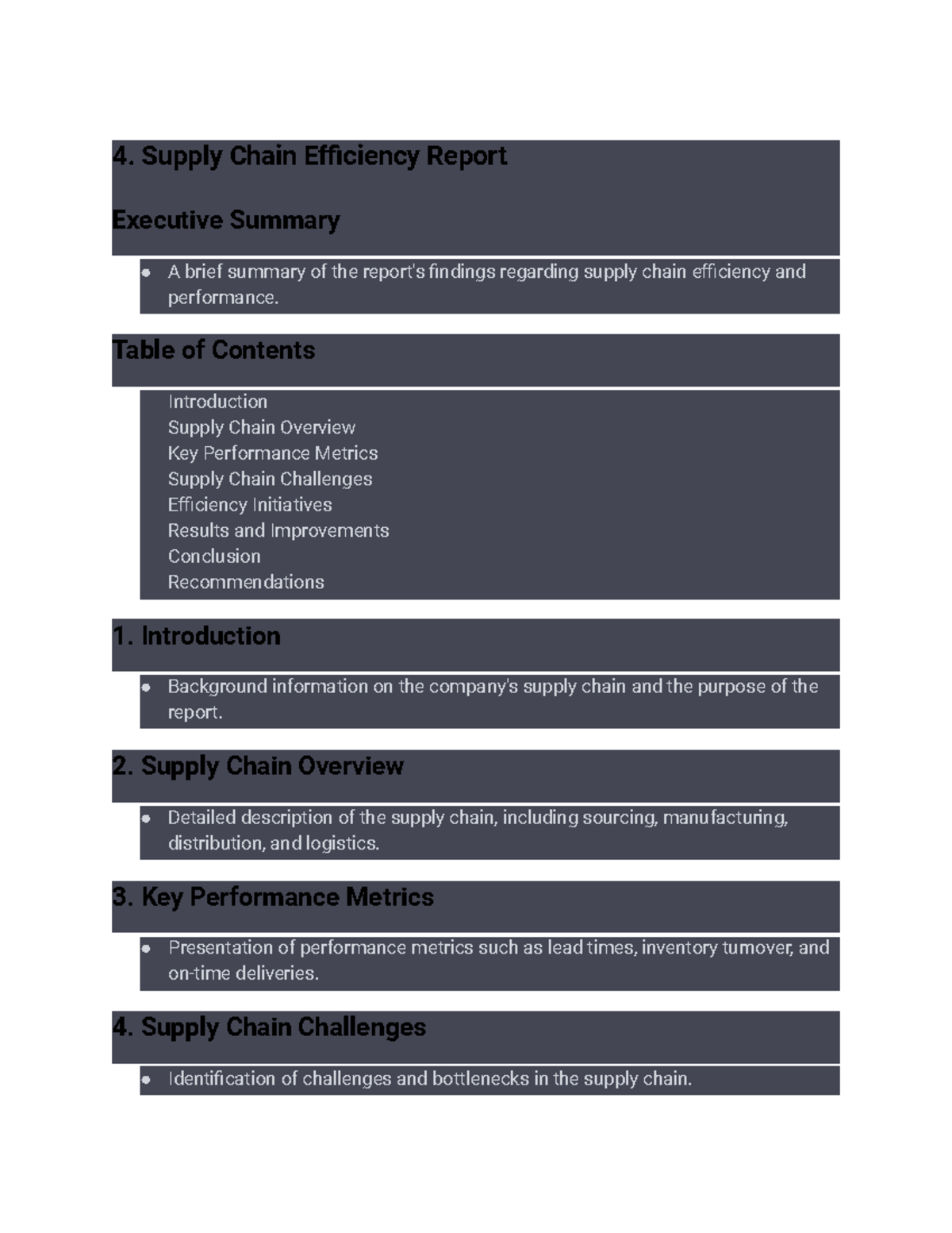 ECN 104 Report 4 - 4. Supply Chain Efficiency Report Executive Summary ...