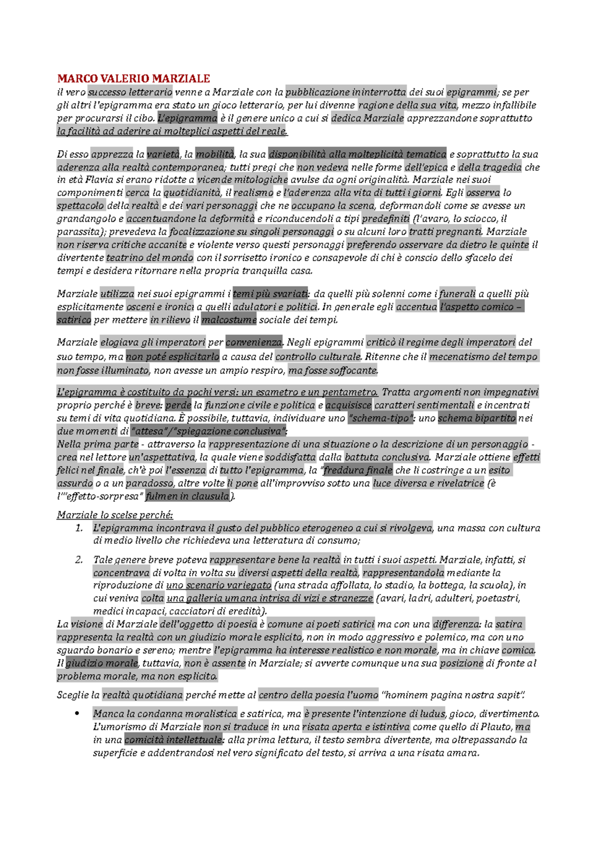 Latino - MARCO VALERIO MARZIALE il vero successo letterario venne a Marziale con la ...