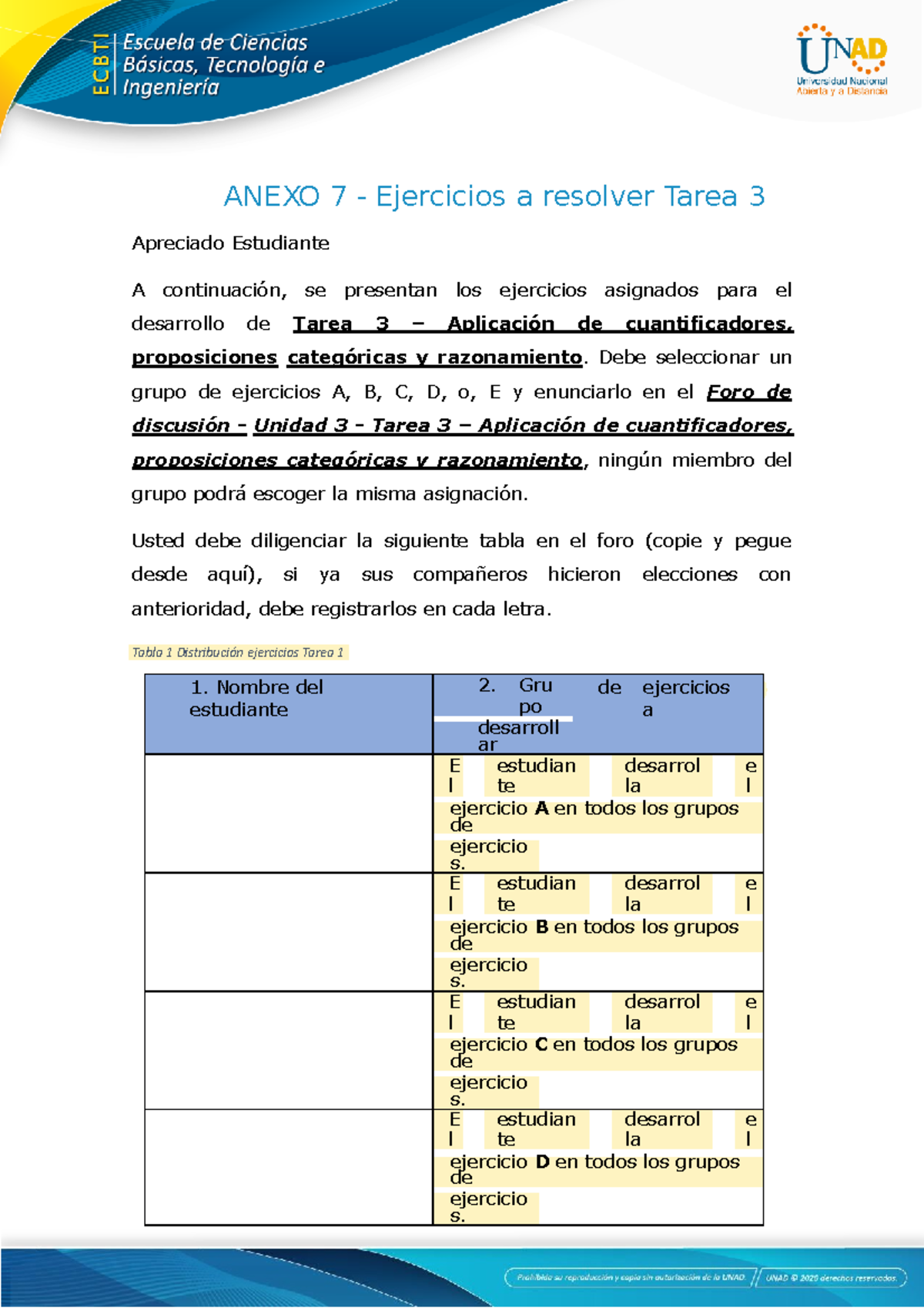Anexo 7 - Ejercicios a resolver Tarea 3 - ANEXO 7 - Ejercicios a ...
