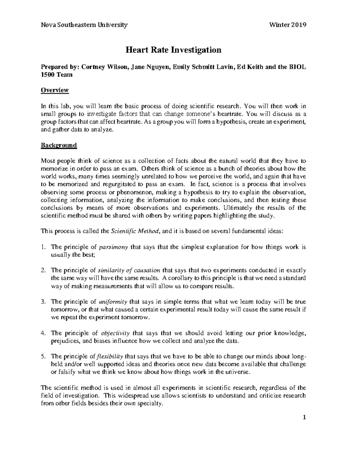 1. Heart rate investigation-Fall 2019 - Heart Rate Investigation ...