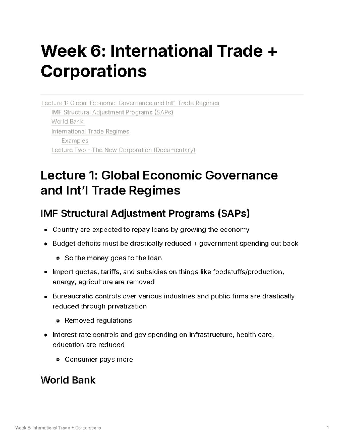 Week 6: International Trade And Corporations - Week 6: International ...