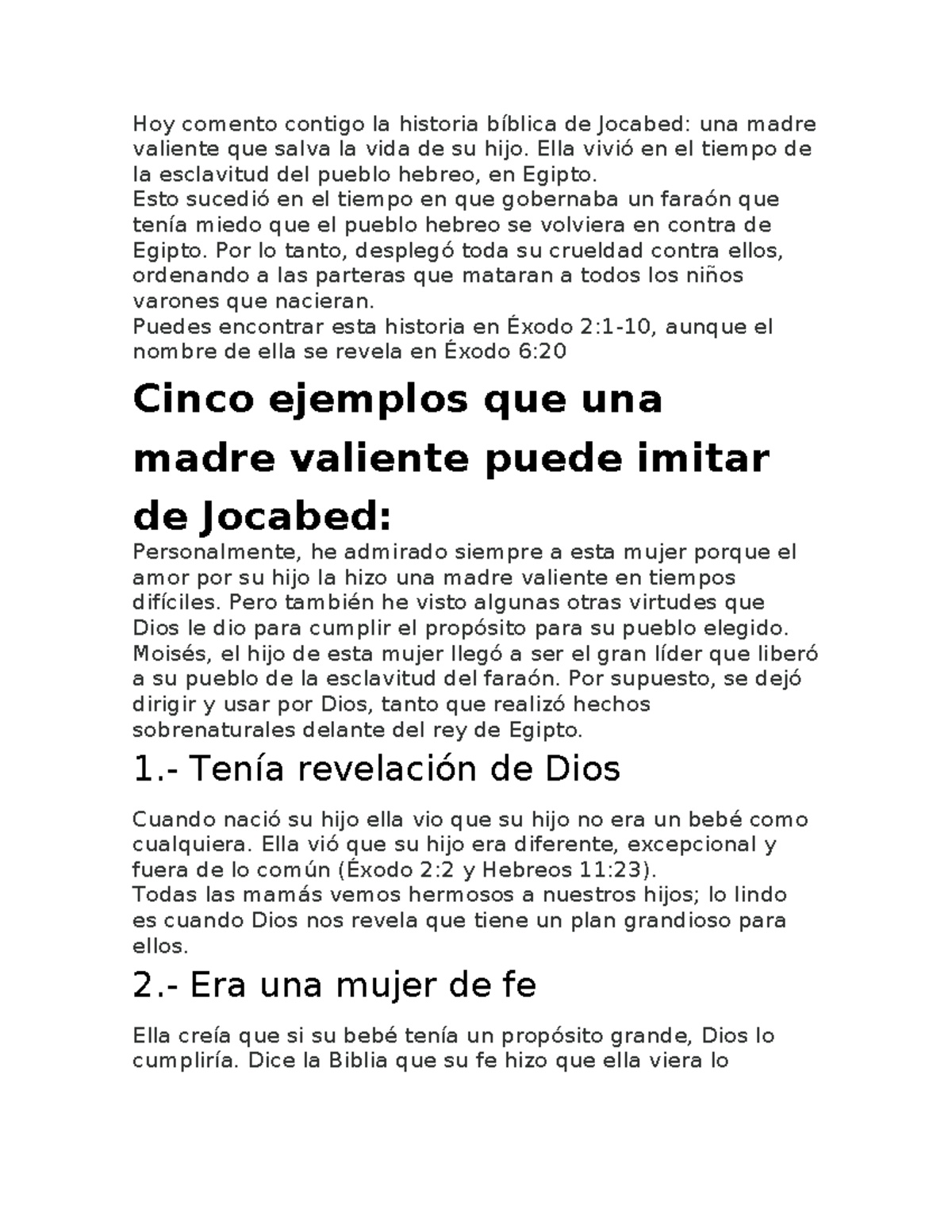 Hoy comento contigo la historia bíblica de Jocabed - Ella vivió en el ...