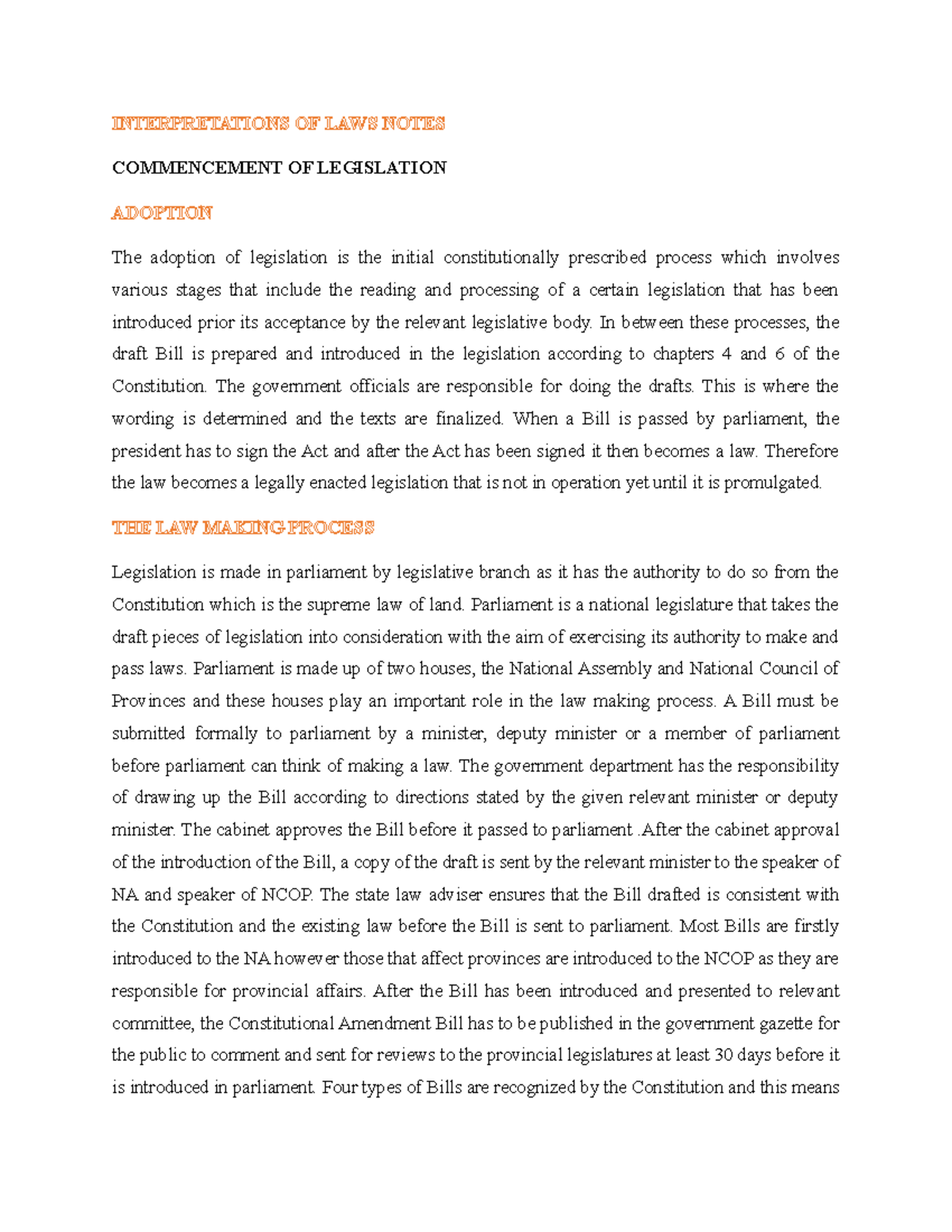 Interpretations OF LAWS Notes - INTERPRETATIONS OF LAWS NOTES ...