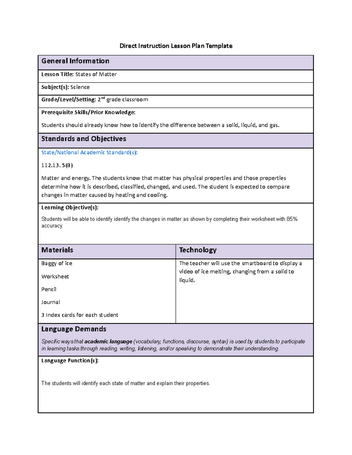 DGM2 Task 2 - Helpful - Direct Instruction Lesson Plan Template General ...