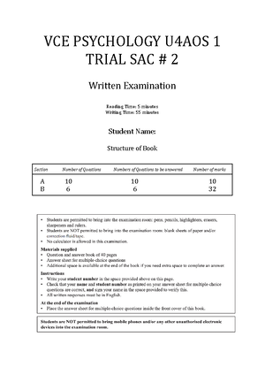 2020 Psychology notes. unit 3 and 4 VCE - PSYCHOLOGY UNIT 3 EXAM NOTES ...