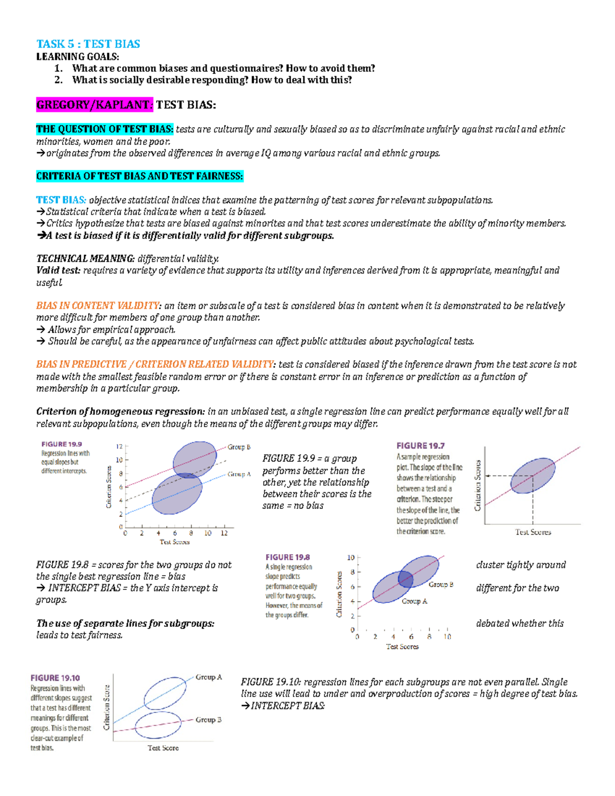 TASK 5 - TASK 5 - TASK 5 : TEST BIAS LEARNING GOALS: What are common ...