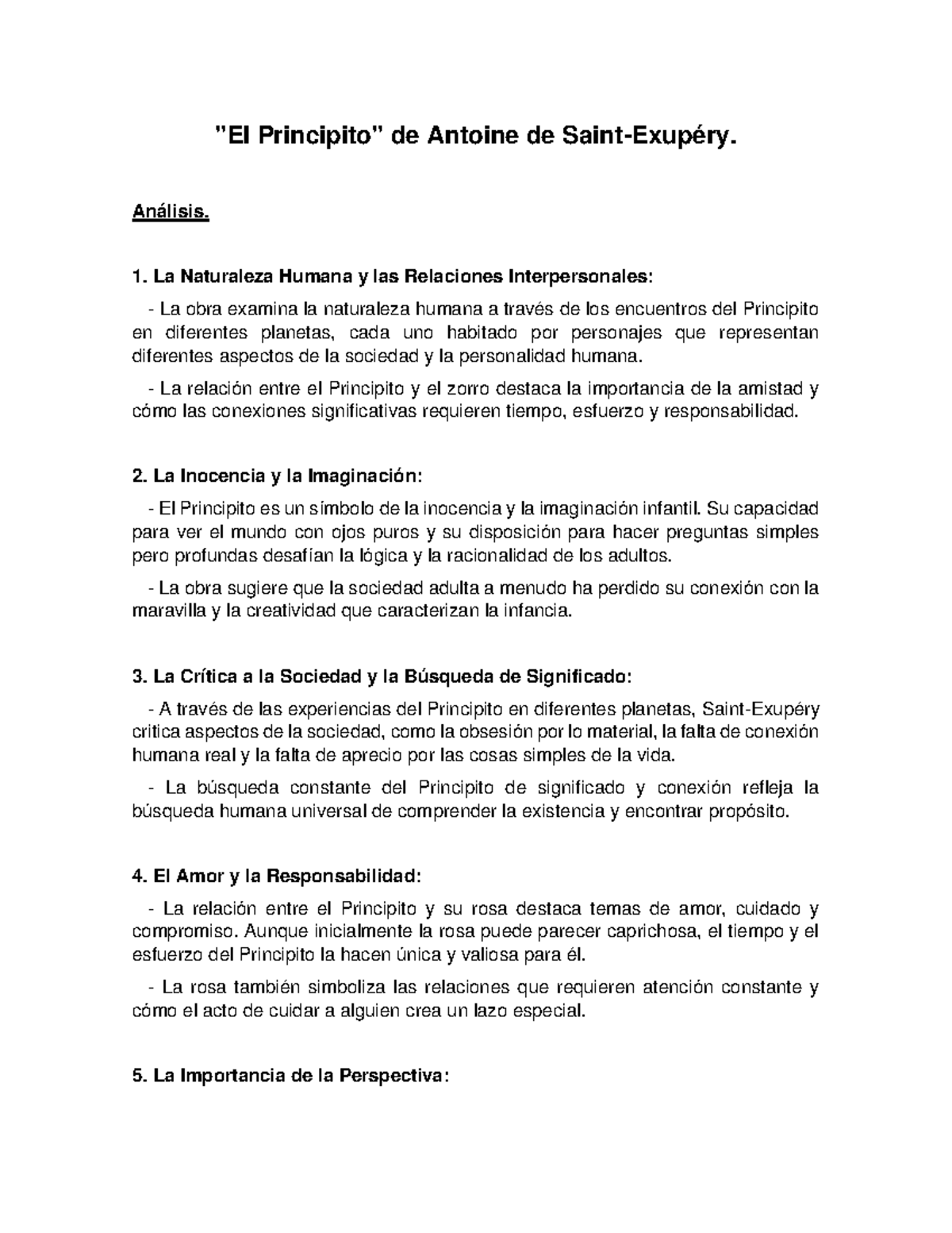 Ensayo Principito - "El Principito" de Antoine de Saint-Exupéry ...