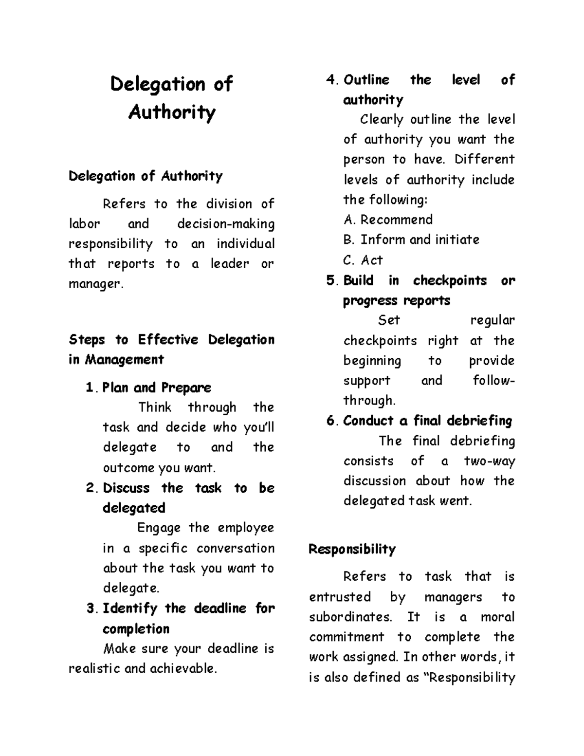 Engineering Management Reviewer - Delegation of Authority Delegation of ...