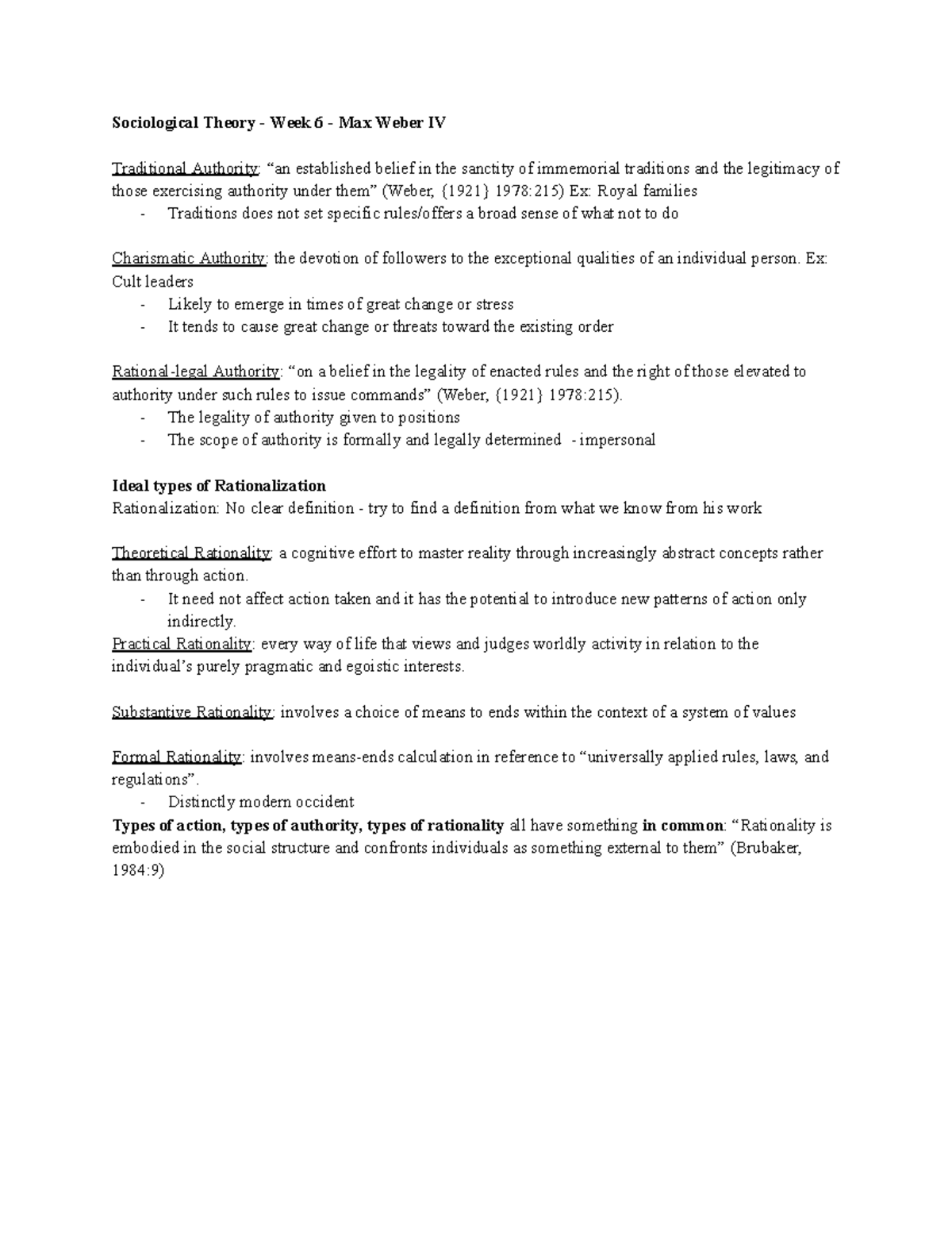 Sociological Theory - Lecture Notes - Sociological Theory - Week 6 ...