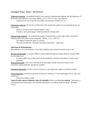 Sociological Theory - Lecture Notes - Sociological Theory - Week 6 ...