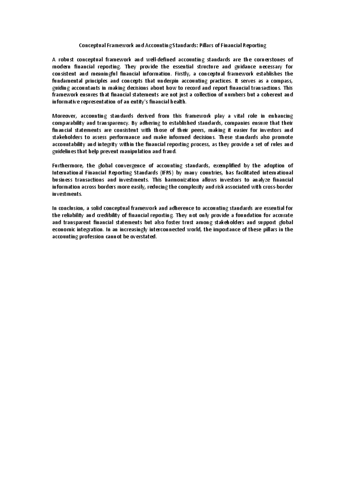 Conceptual Framework and Accounting Standards and its Significance ...