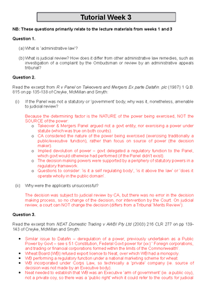 Admin Law Tutorials - Tutorials Week 1 Question 1 SPEAKER 0 Good ...