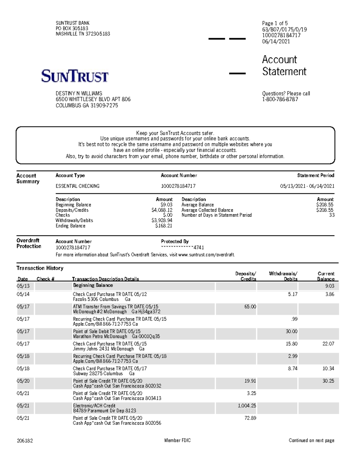 Statements - You you you you you - PO BOX 305183 NASHVILLE TN 37230 ...