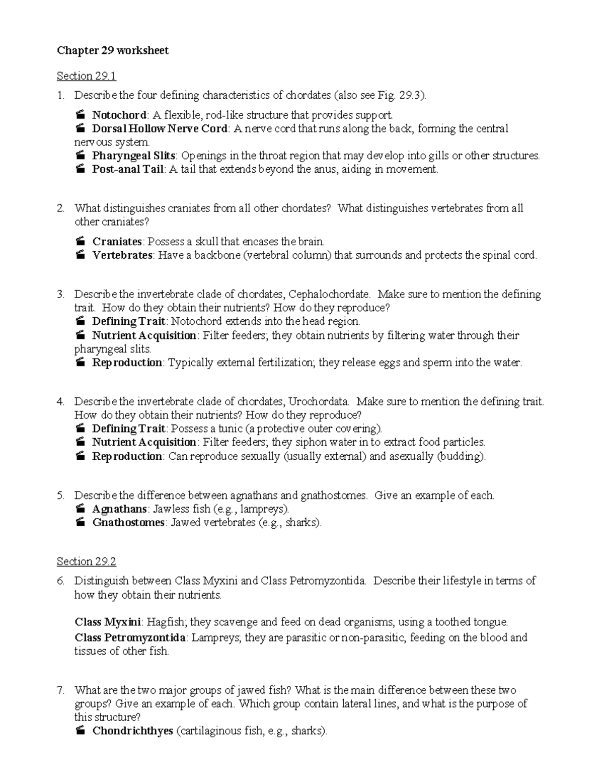 Chapter 29 Worksheet - .... - Chapter 29 worksheet Section 29. Describe ...