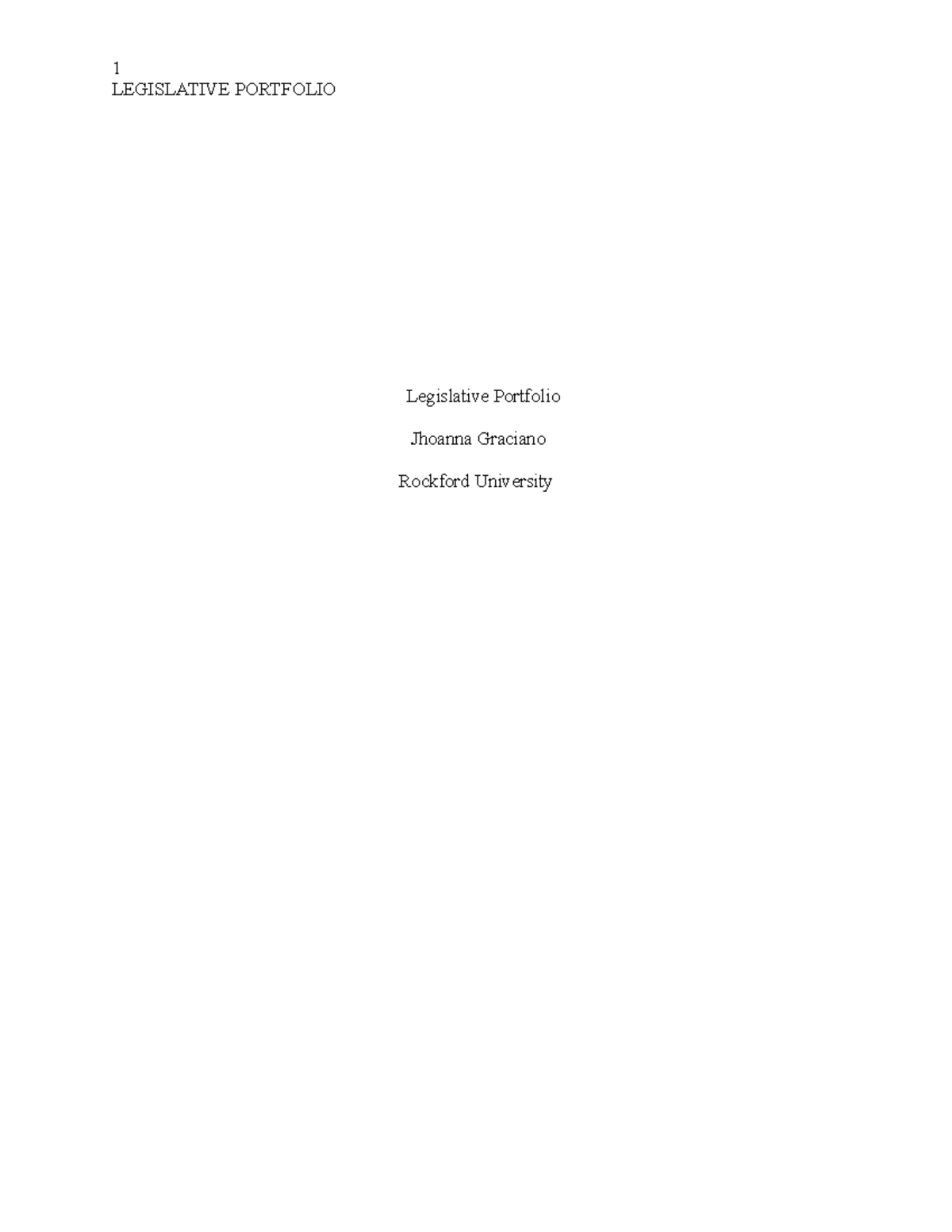 Legislative Portfolio - LEGISLATIVE PORTFOLIO Legislative Portfolio ...
