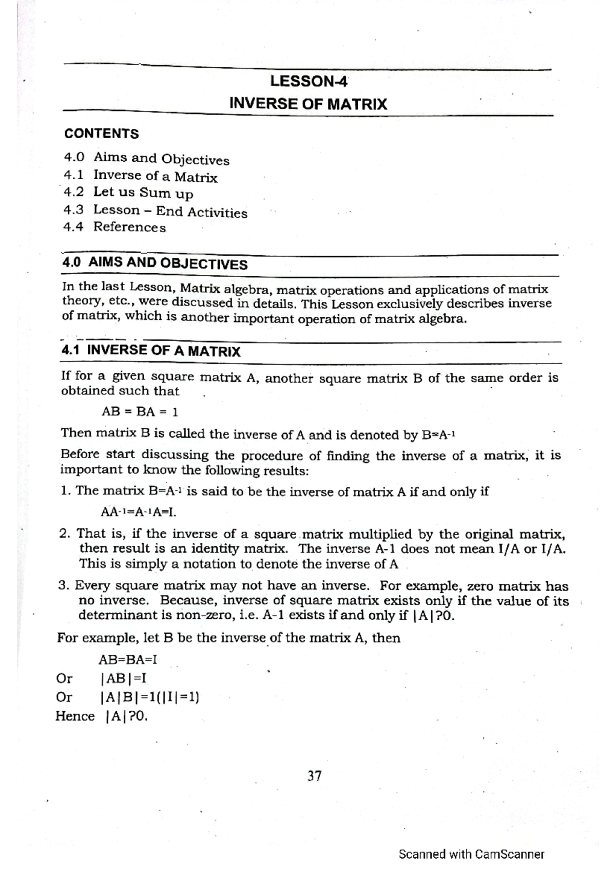 Lesson 4 inverse of matrix - Bba - Studocu