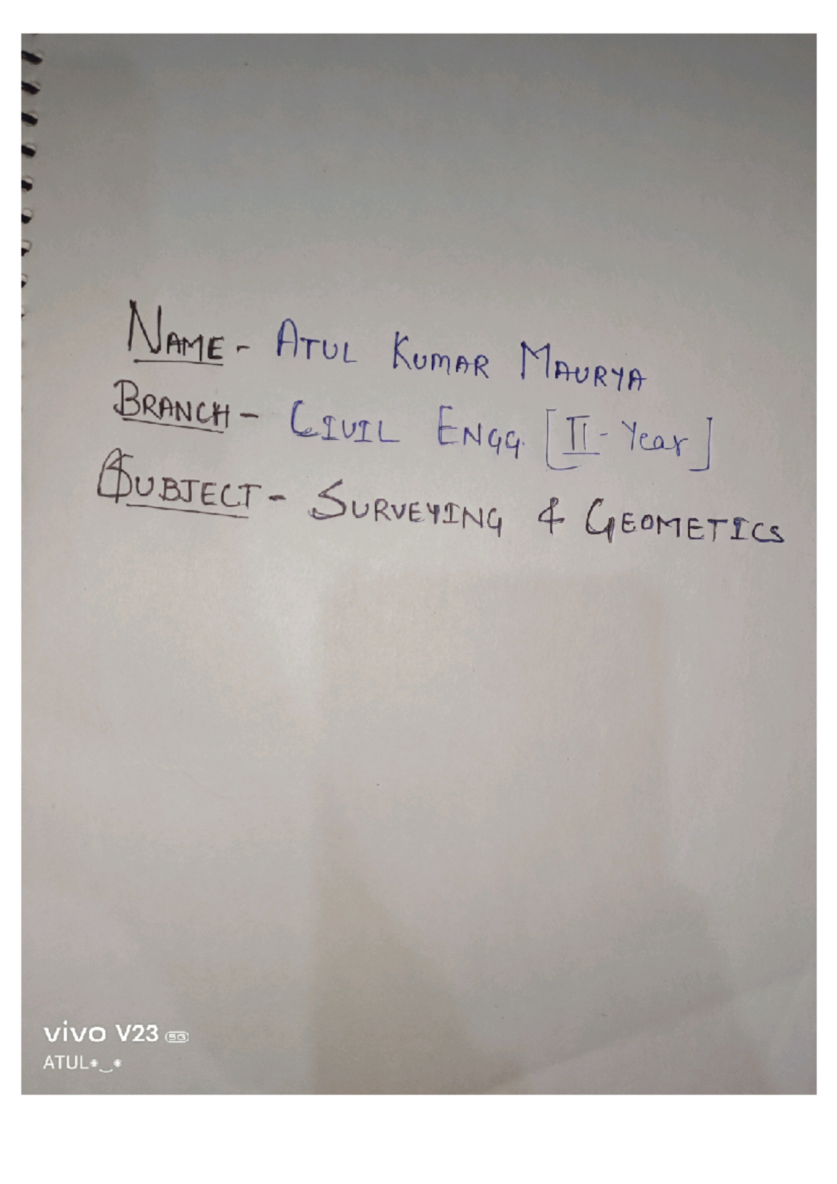 Surveying unit 1 - This is about surveing - NAME ATUL KUMAR MAURYA BRANCH CIVIL ENGG. Year ...