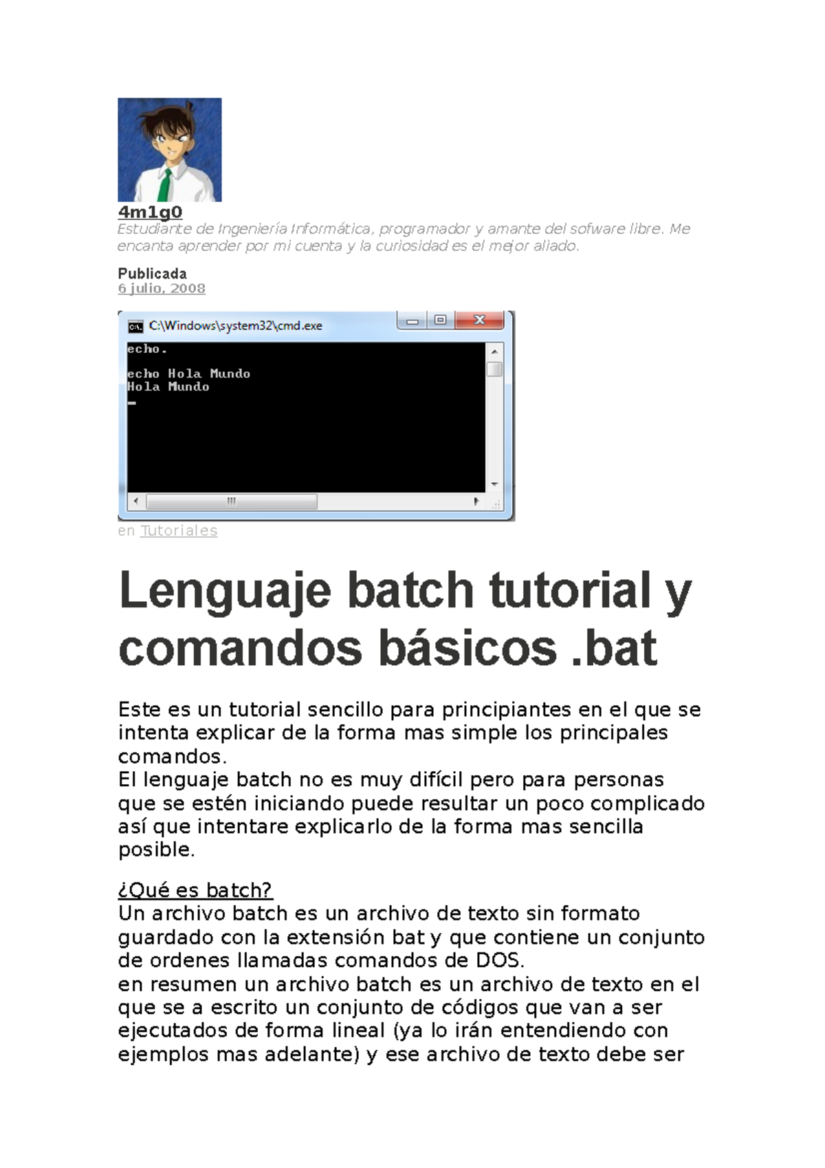 Lenguaje Batch - 4m1g Estudiante de Ingeniería Informática, programador ...