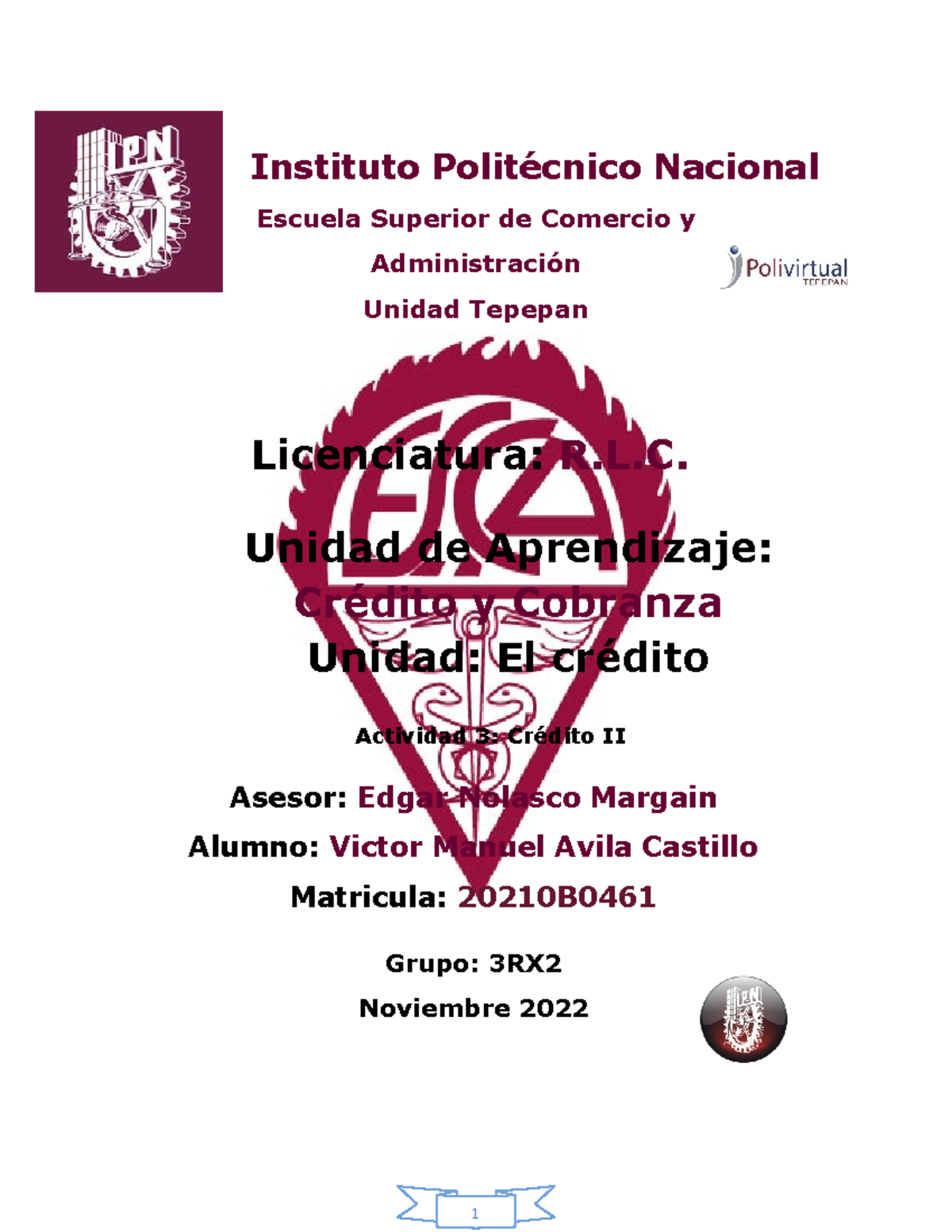 U1A3 avilac victormanuel - Instituto Politécnico Nacional Escuela ...