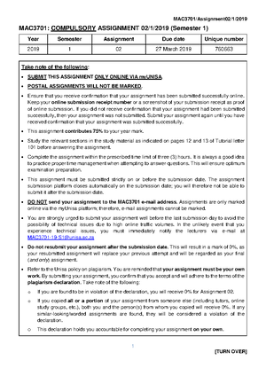 MAC3701 2023 S1 Assessment 02 - MAC Assessment 02/S1/ MAC3701 ...