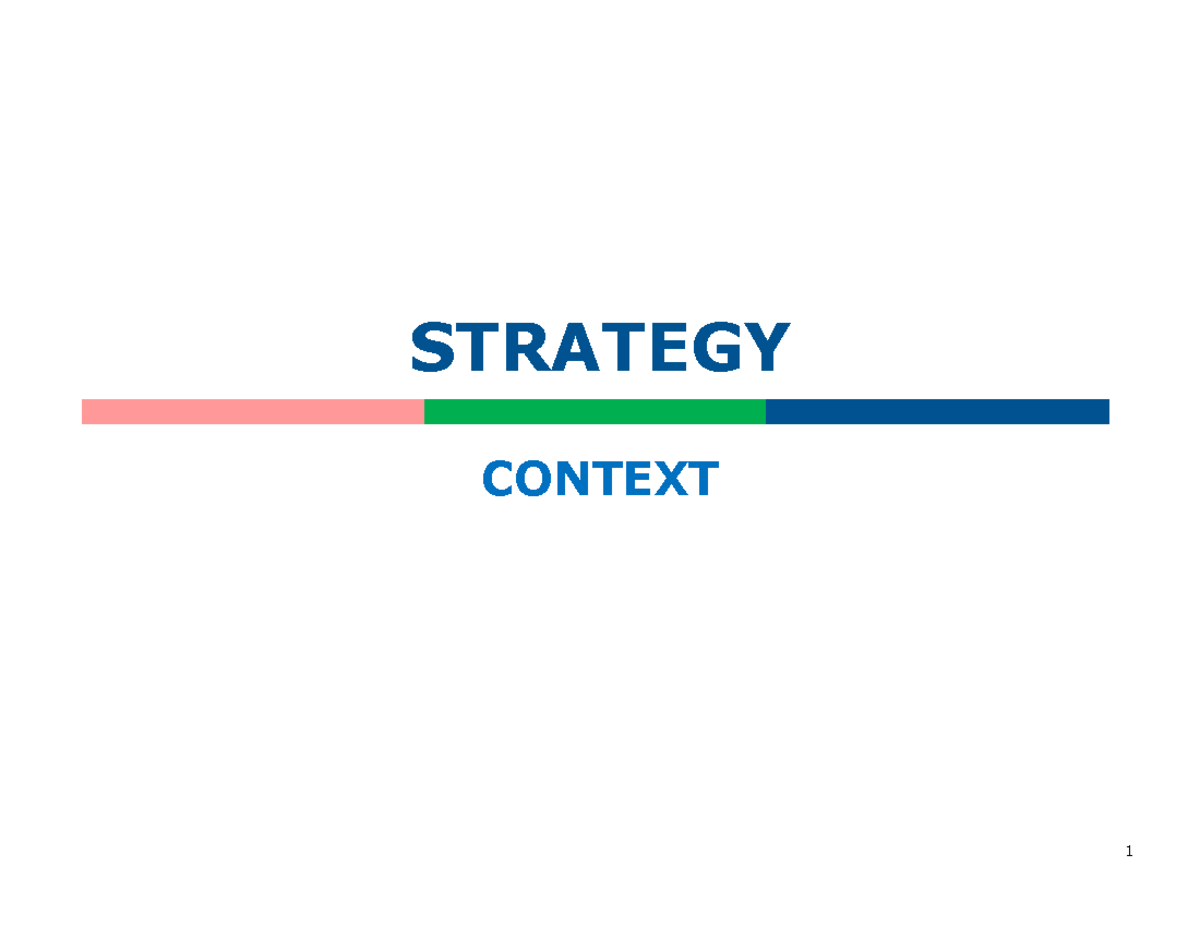 STRATEGY CTA LECTURE NITES 3 - STRATEGY CONTEXT 2 LEARNING OBJECTIVES ...