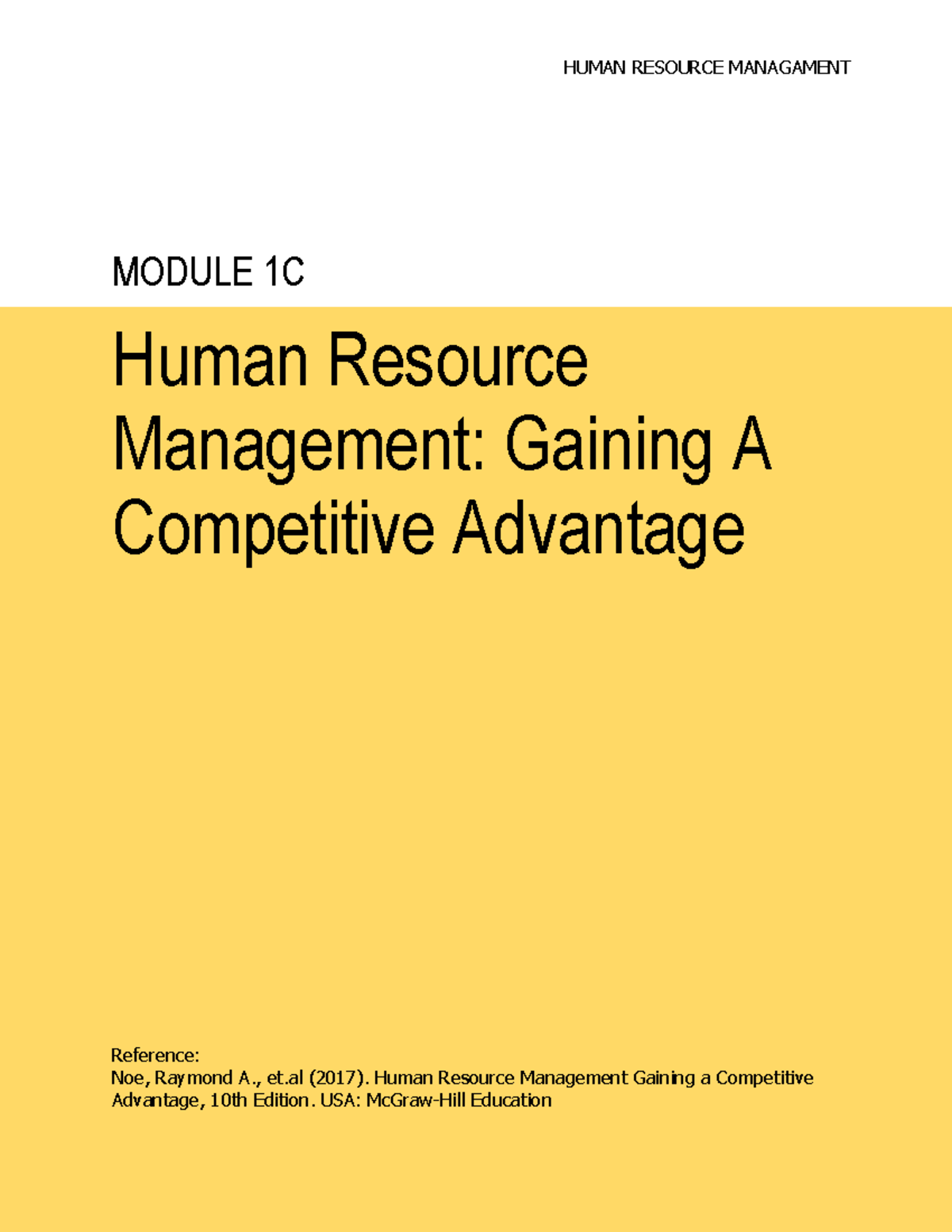 Module 1C HRM - Challenges in Human Resource Management - MODULE 1C ...