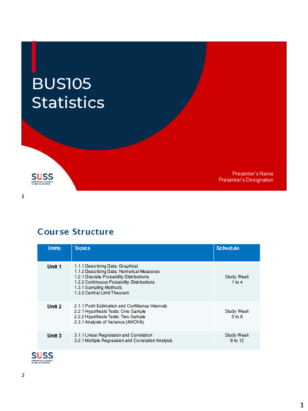 Seminar 1 Part0 Course Overview-PT SUSS - BUS Statistics Presenter’s ...
