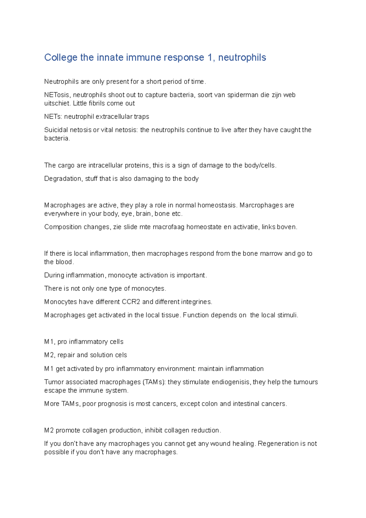 College 3 the innate immune response 1 - NETosis, neutrophils shoot out ...
