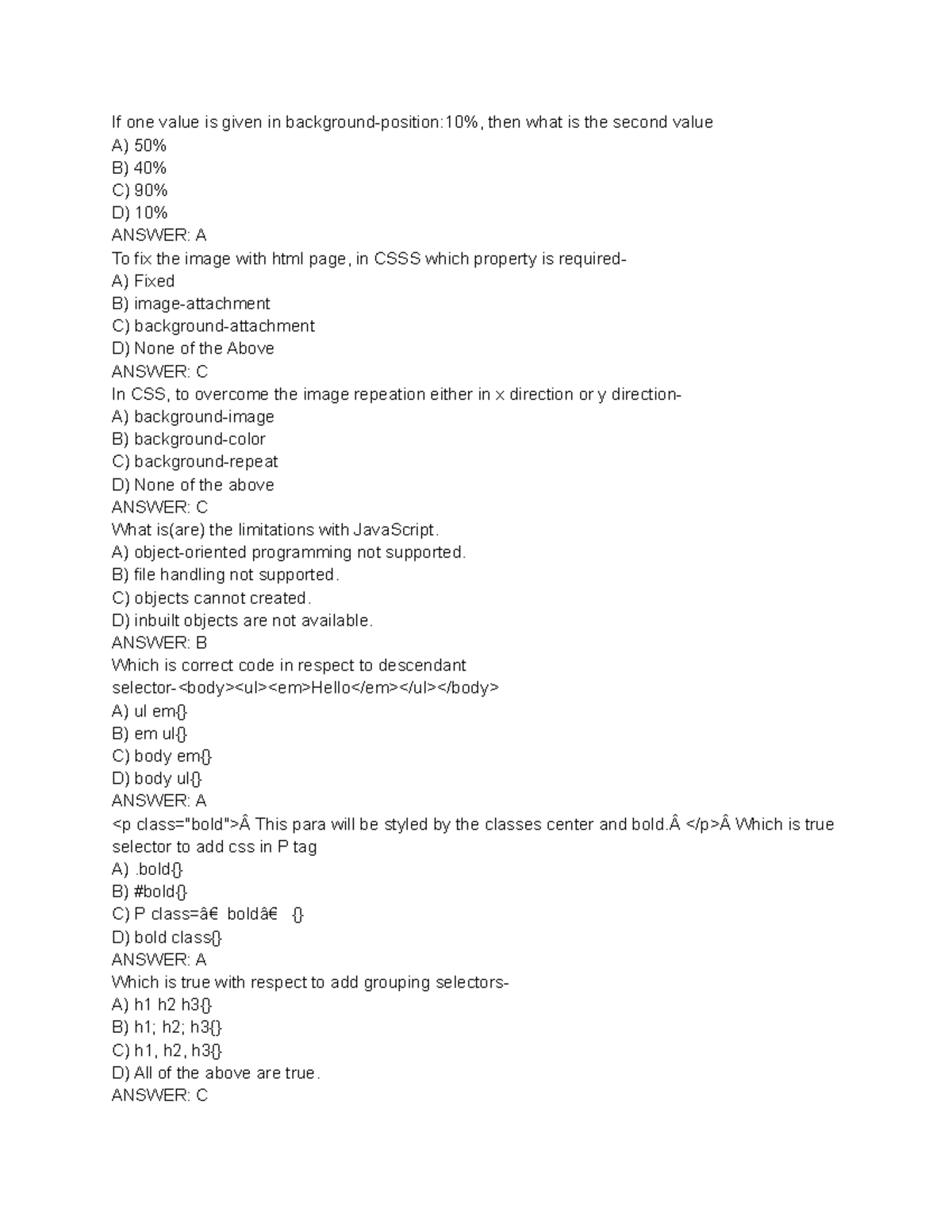 All unit webtech - Question bank of web technology - If one value is ...