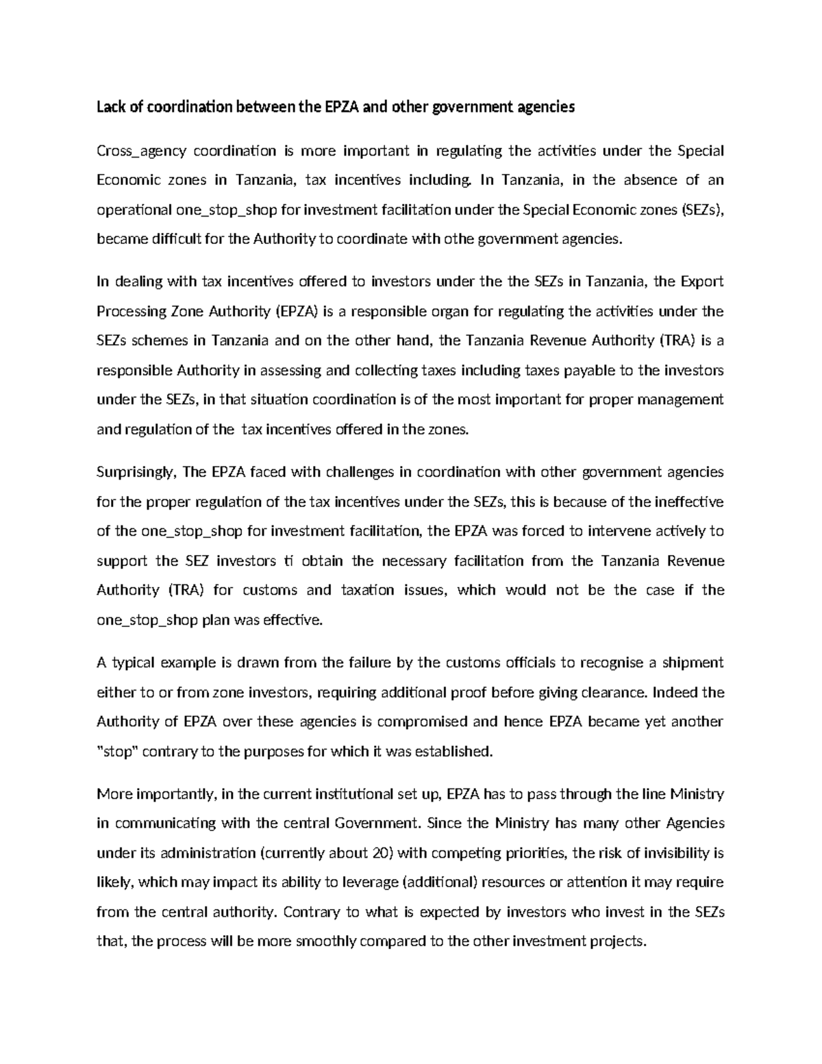 Lack of coordin-WPS Office - Lack of coordination between the EPZA and ...