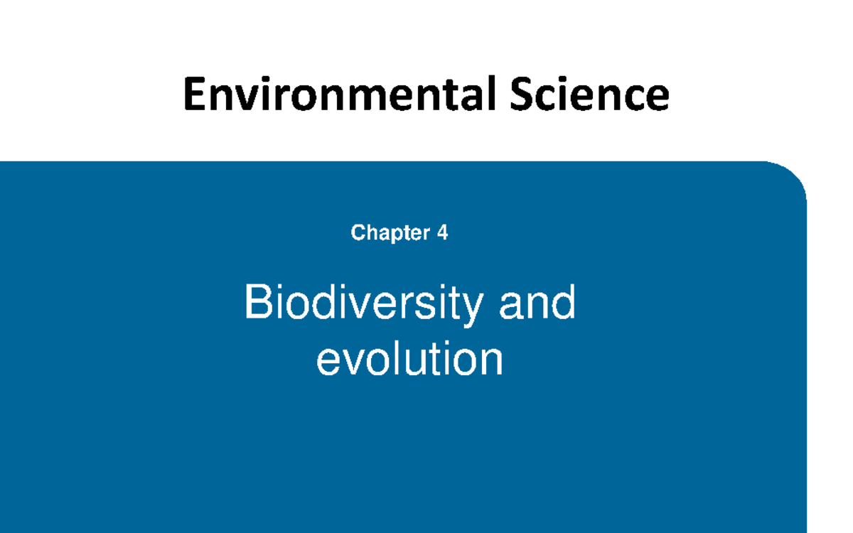 ES - Chapter 4 - lecture - Environmental Science Chapter 4 Biodiversity ...