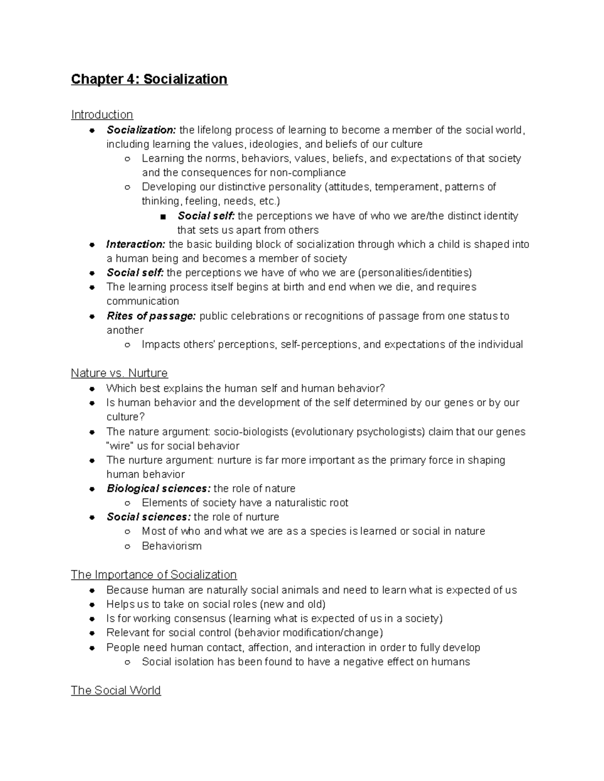 Chapter 4: Socialization - Chapter 4: Socialization Introduction ...