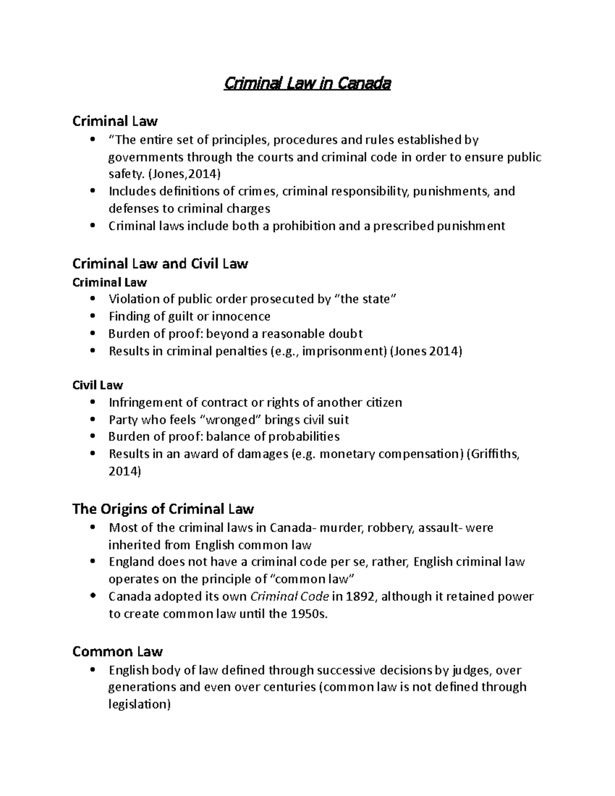 Criminology 101-lecture 2 - Criminal Law in Canada Criminal Law “The ...
