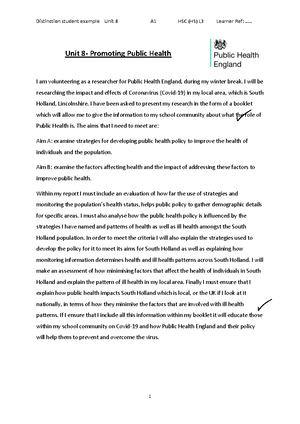 Model assignment Level 3 Health and Social Care (Unit 01) - ocr.org ...