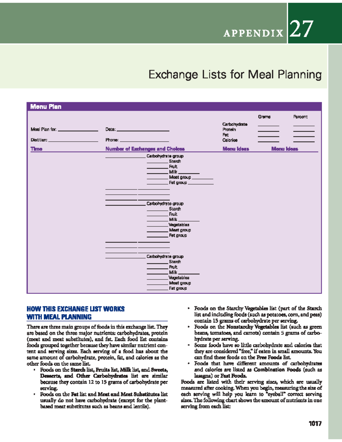 Exchange List ( Krause) - A P P E N D I X Exchange Lists for Meal ...