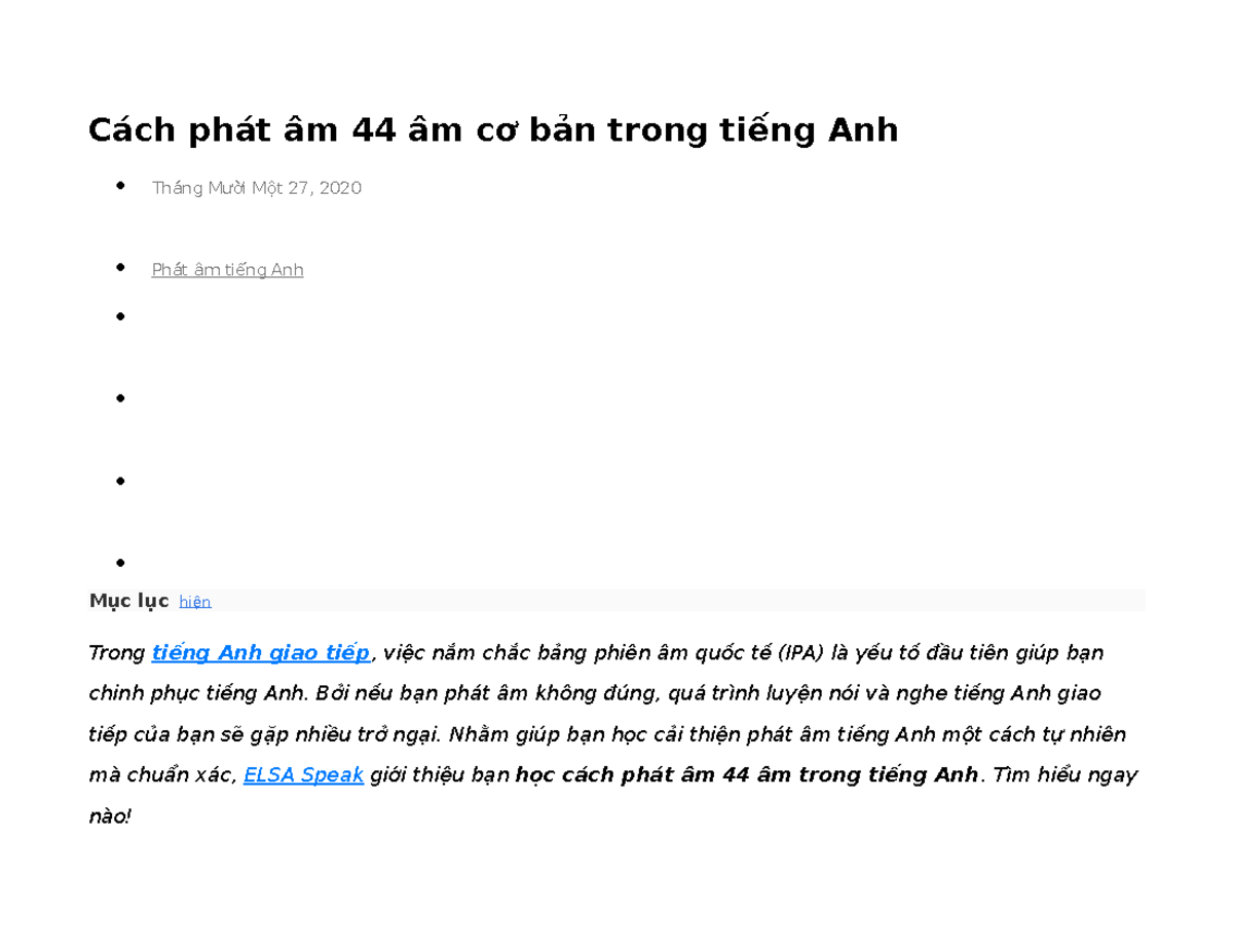 Cách phát âm 44 âm cơ bản trong tiếng Anh - Cách phát âm 44 âm cơ bản trong tiếng Anh Tháng Mười ...