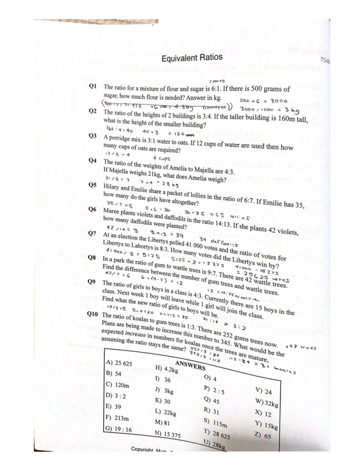 Equivalent Ratios - If there is 500 grams of sugar, how much flour is needed? Answer in kg. 500 ...