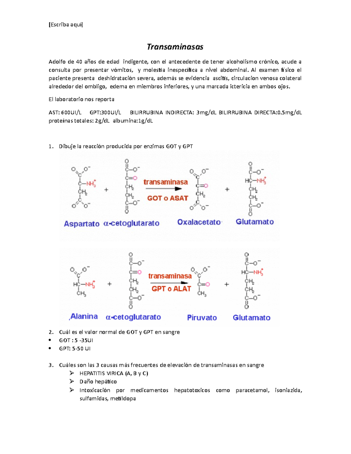 Caso clinico Transaminasas - Silva Rojas Analy-L2 - [Escriba aquí ...