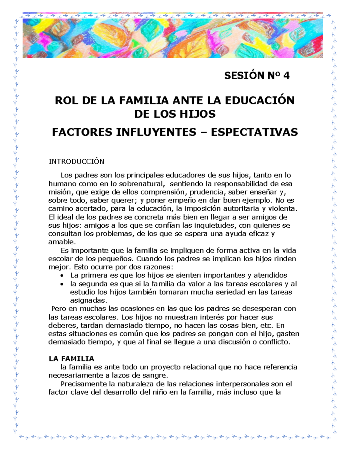 Material Sesión 4 Separata-ROL DE LA Familia ANTE LA Educación DE LOS ...