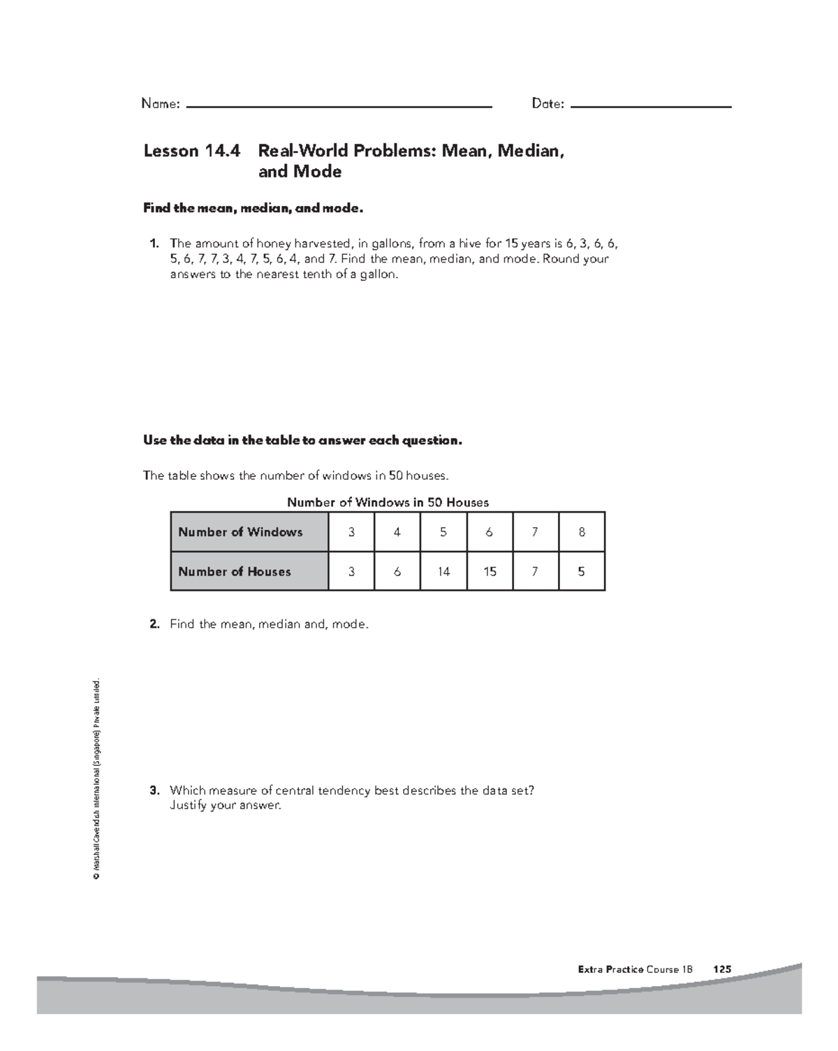 Extra Practice Self study - Lesson 14 Real-World Problems: Mean, Median ...