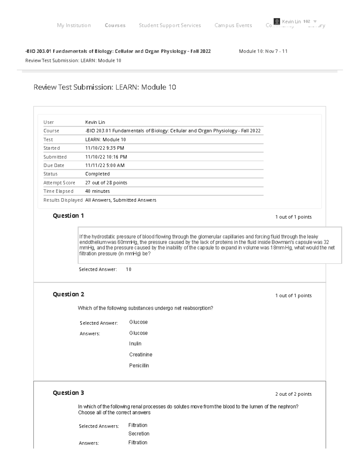 Review Test Submission Learn Module 10 – -BIO 203.01 - Review Test ...