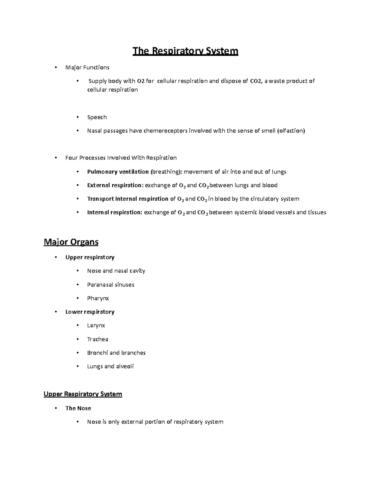 The+Respiratory+System - The Respiratory System Major Functions Supply ...