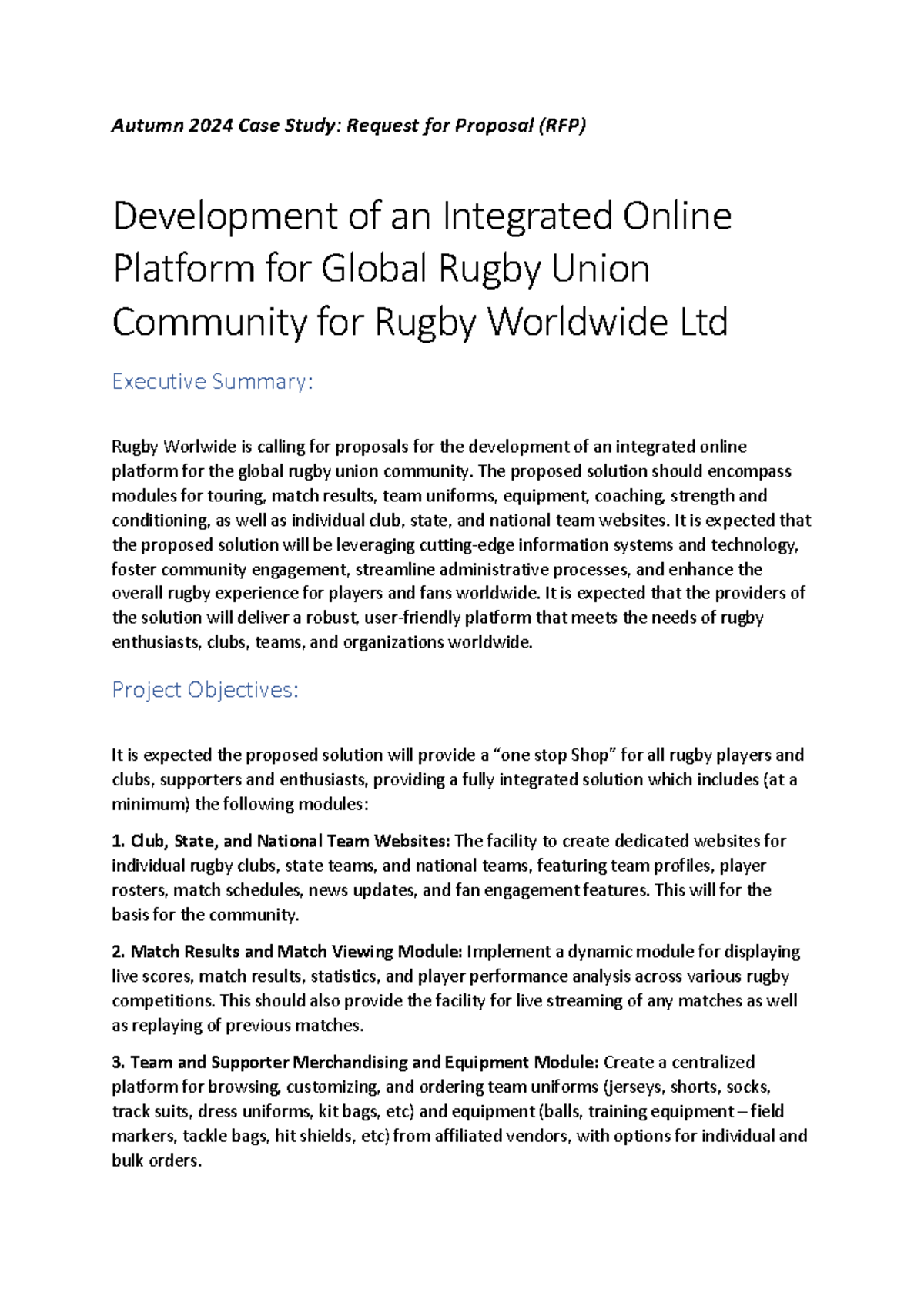 Autumn 2024 Case Study - Autumn 2024 Case Study: Request for Proposal (RFP) Development of an ...