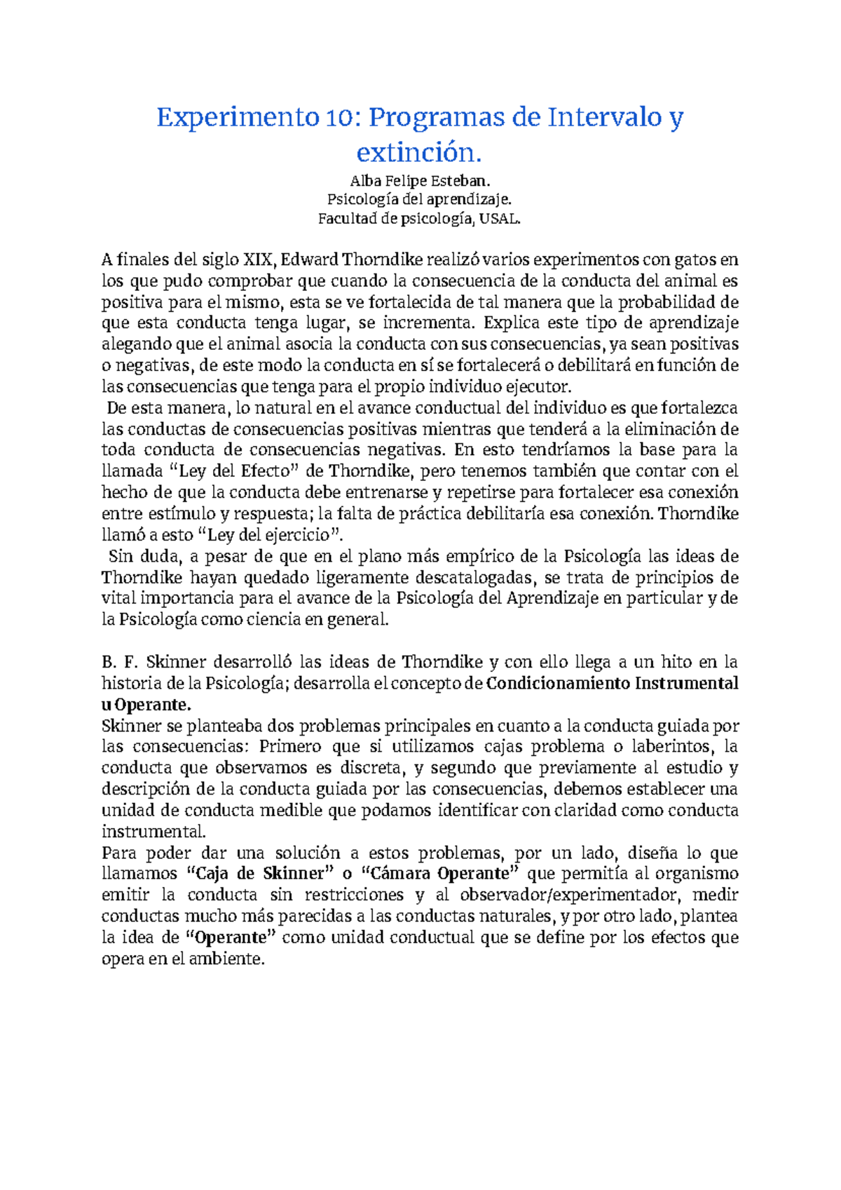 INF Exp 10 APR Programas de Intervalo y Extinción - Experimento 10 ...