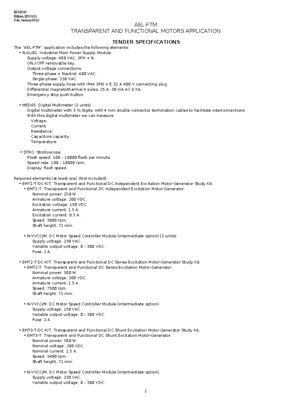 AEL-FTM EN - Edition:ED01/ Date:January/ AEL-FTM TRANSPARENT AND ...