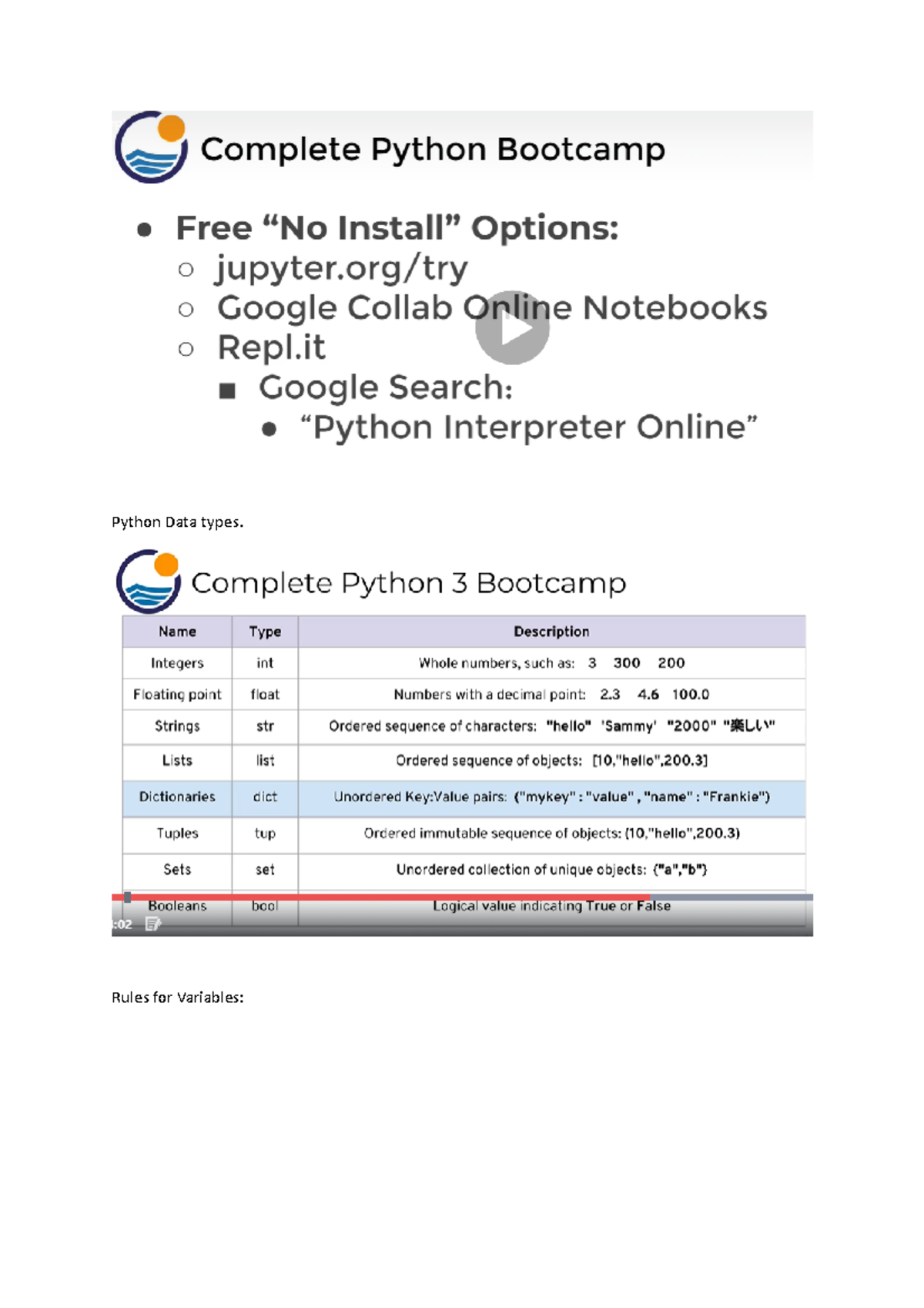 Notes - Process Fluid Mechanics - Python Data types. Rules for ...